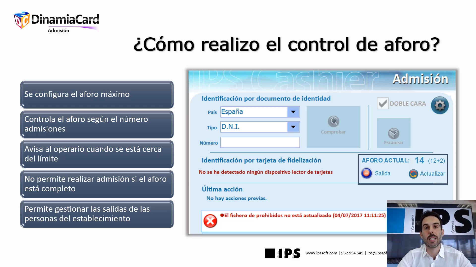 Control de aforo y lectura MRZ en el webinar de IPS